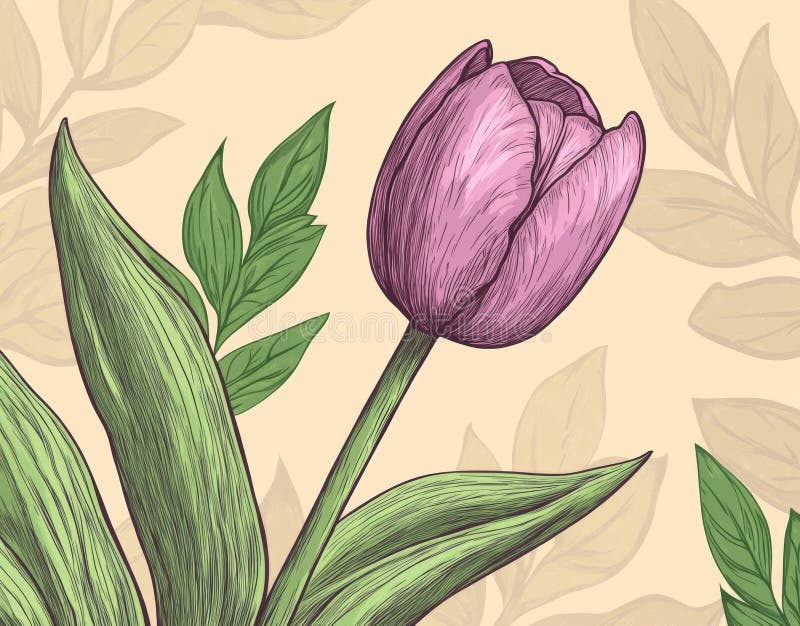 Flower Continuous Line Abstract Drawing of Tulips Stock Photo - Image of generated, sparse ...