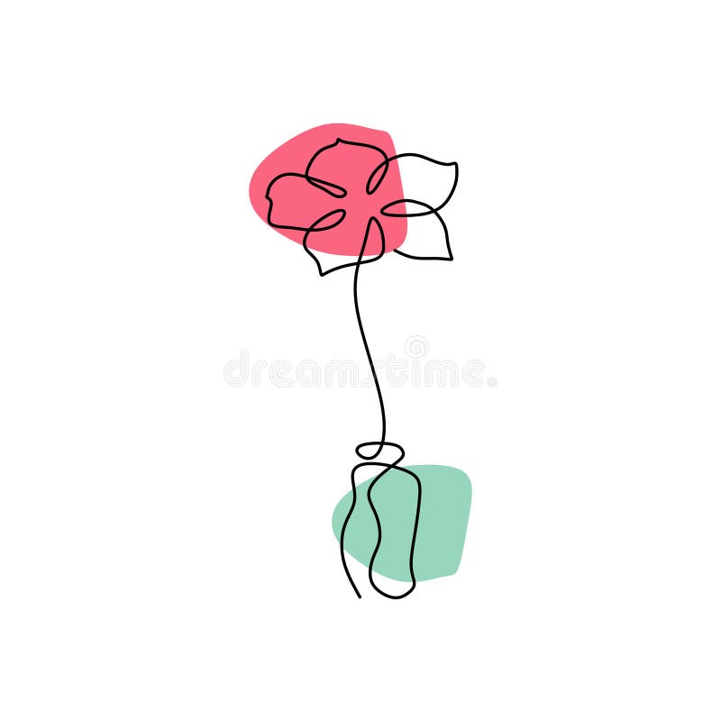 Flower Continuous One Line Drawing Vector Minimalism Lineart Beauty