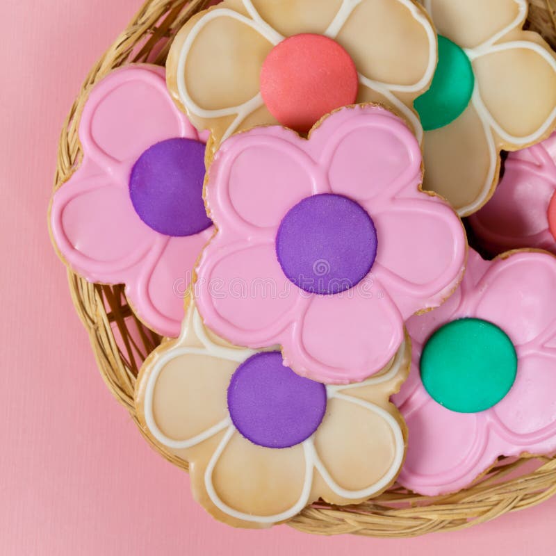 Flower Cookie. Selective Focus. Stock Image - Image of shaped, colored ...