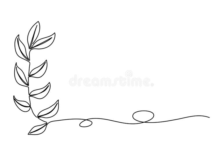 Flower Corner Frame, One Line Drawing Vector Illustration Stock Vector ...