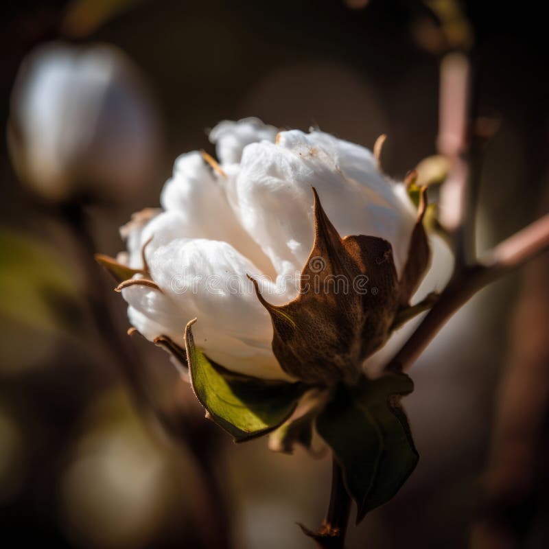 Flower of Cotton, Closeup. AI Generative. Blossom Stock Illustration ...