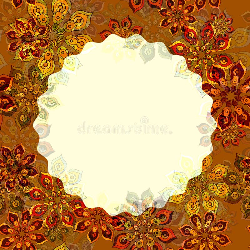 Flower Covered Decorative Frame in Orange Stock Vector - Illustration ...
