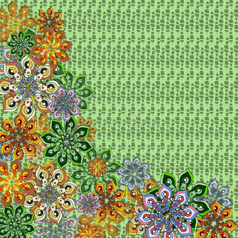 Flower Covered Frame on Green Stock Vector - Illustration of petal ...