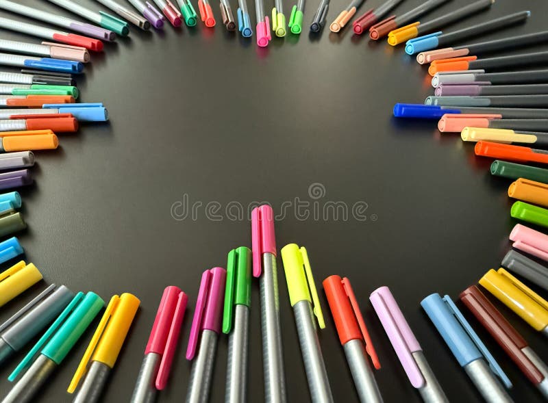 Flower Created with Colored Pens To Bloom Back To School. Stock ...