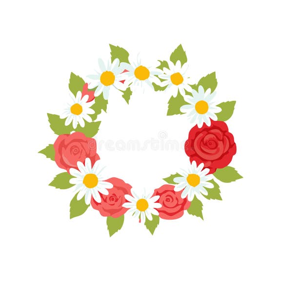 Flower Crown Made of Daisies and Roses Stock Vector - Illustration of ...
