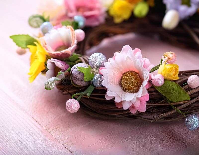 Flower Crowns Made with Spring Flowers for an Easter Celebration Stock ...