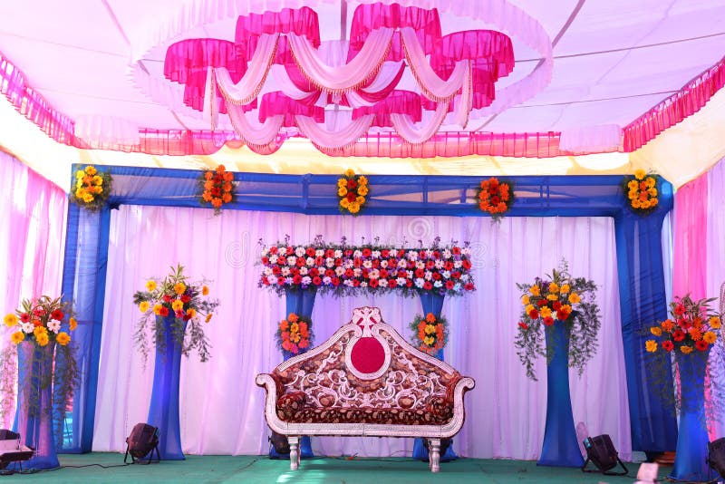 Flower Decorated Stage for Event Stock Photo - Image of flower, chair ...