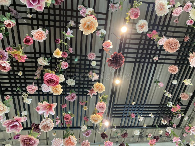 Flower Decoration in the Form of a Lattice on the Ceiling Stock Image ...