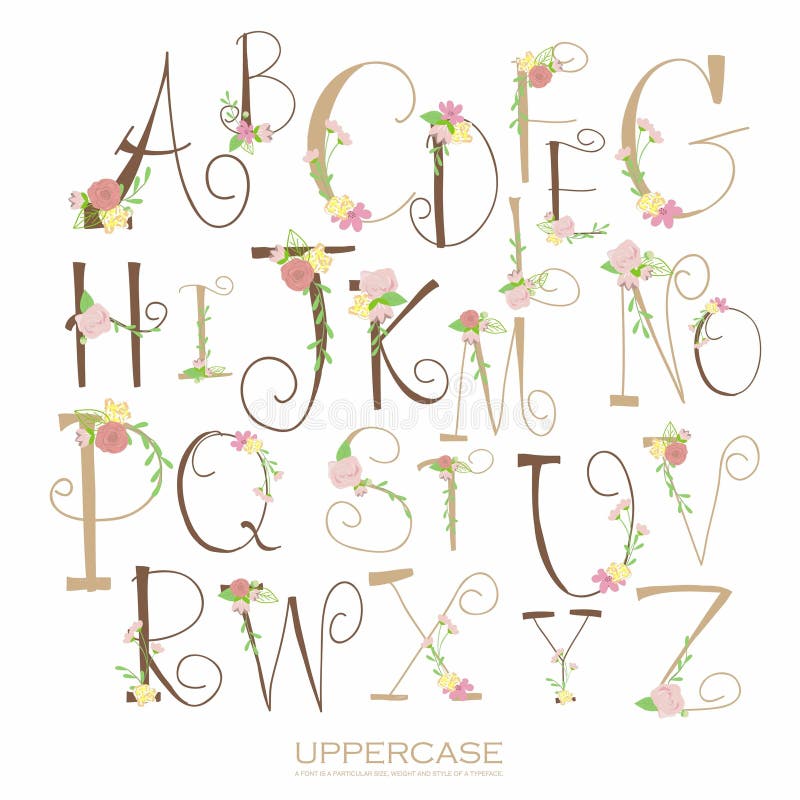 Flower Decoration Pattern Alphabet Letter.uppercase Graphic Font Stock ...