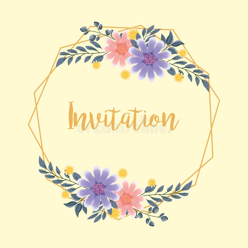 Flower Decorative Frame Invitation Stock Vector - Illustration of bloom ...