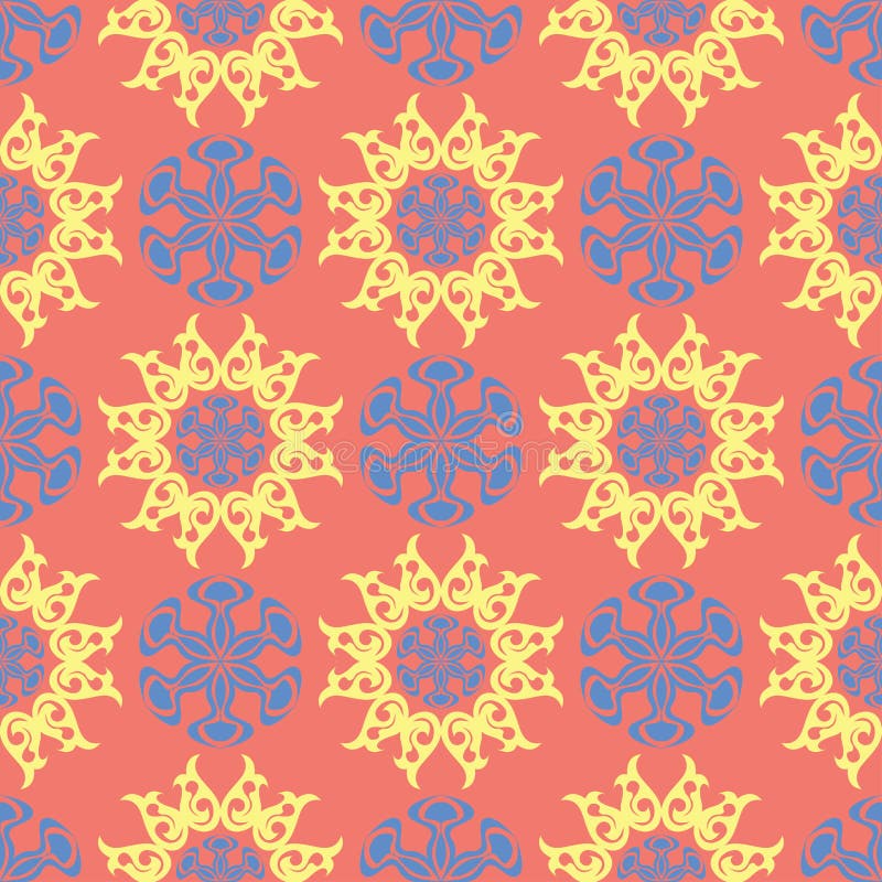 Flower Design Seamless Pattern. Bright Yellow and Blue Flower Elements ...