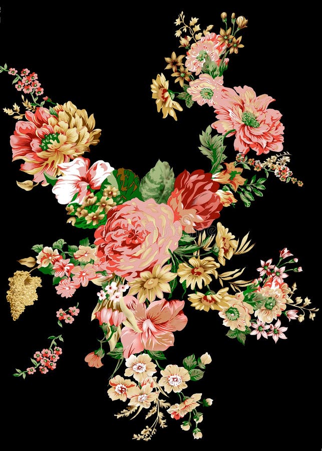Flower Design with Solid Background Floral Stock Illustration ...