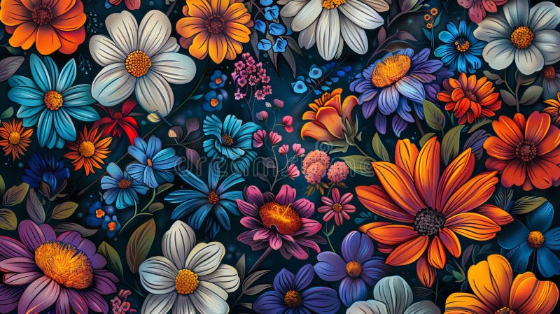 Flower Designs with Seamless Pattern: Classic and Vibrant Stock Photo ...