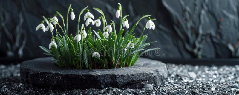 A Flower Display Podium Featuring a Ring of Delicate Snowdrops, Their ...