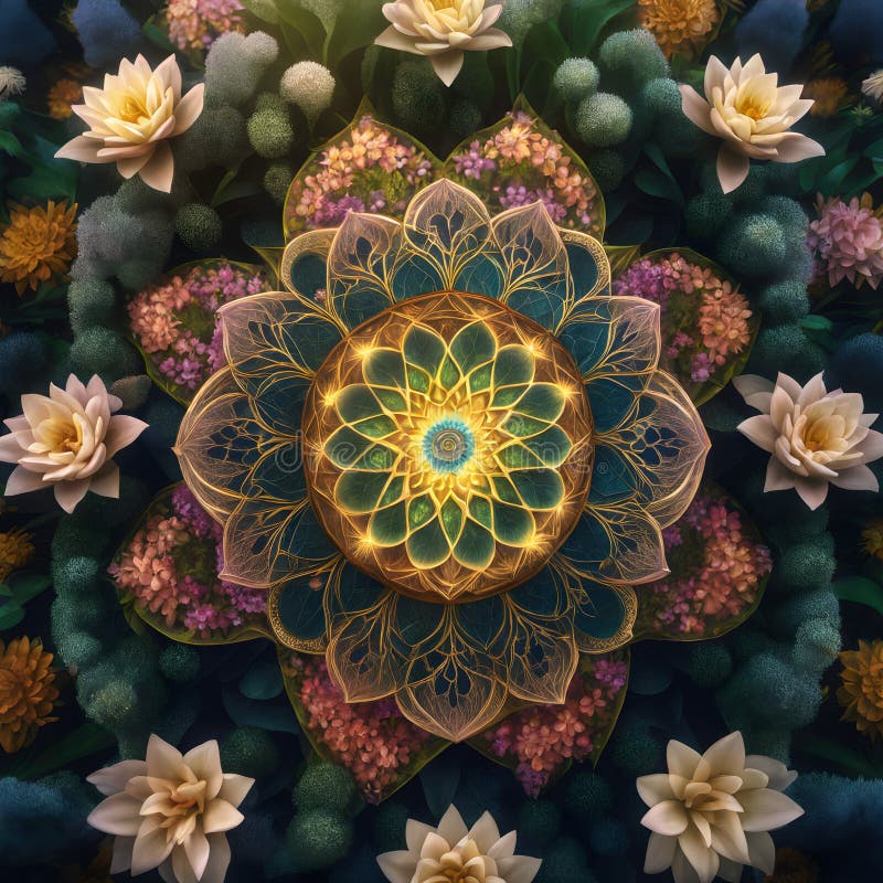 A Flower Display of Sacred Geometry Intertwined with the Intricate ...