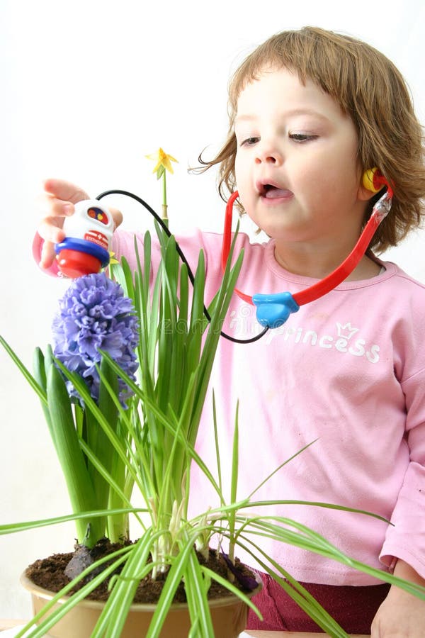 Flower doctor stock photo. Image of child, daffodils, isolated - 2016060