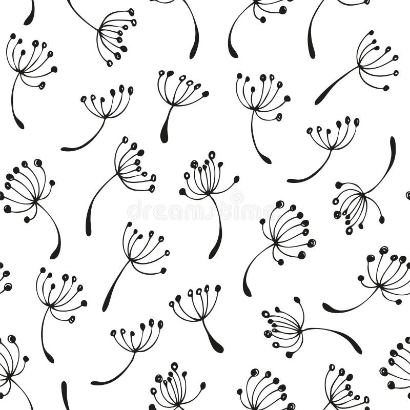 Flower Doodle Pattern, Vector Hand Drawn Floral Illustration Stock ...