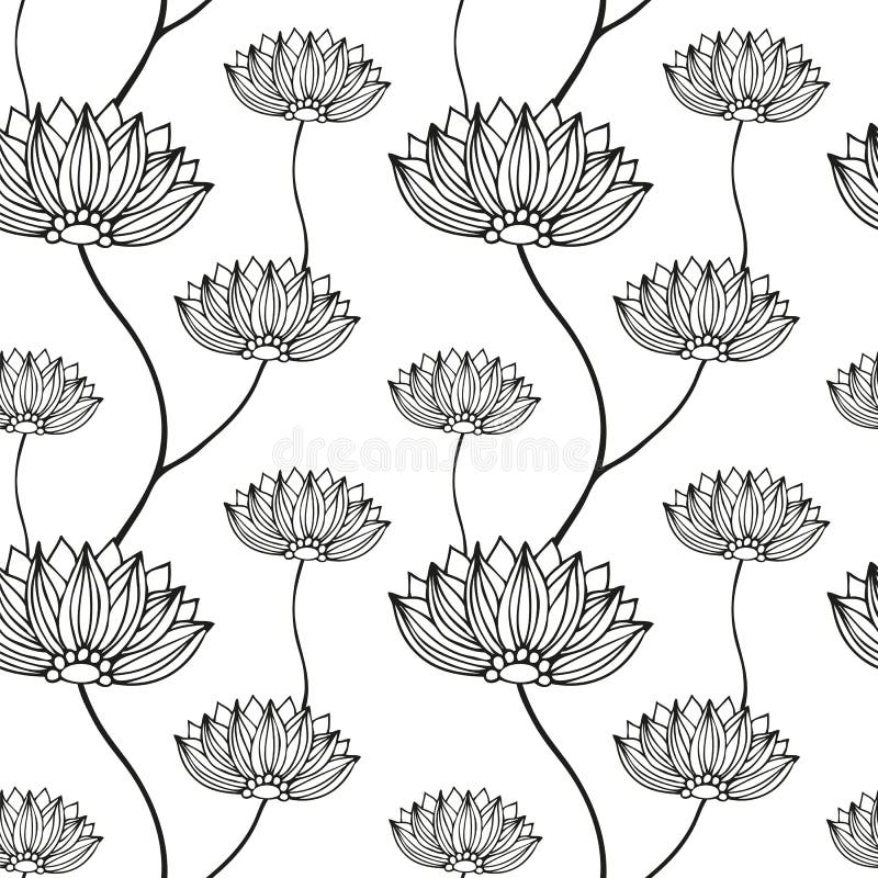 Flower Doodle Pattern, Vector Hand Drawn Floral Illustration Stock ...
