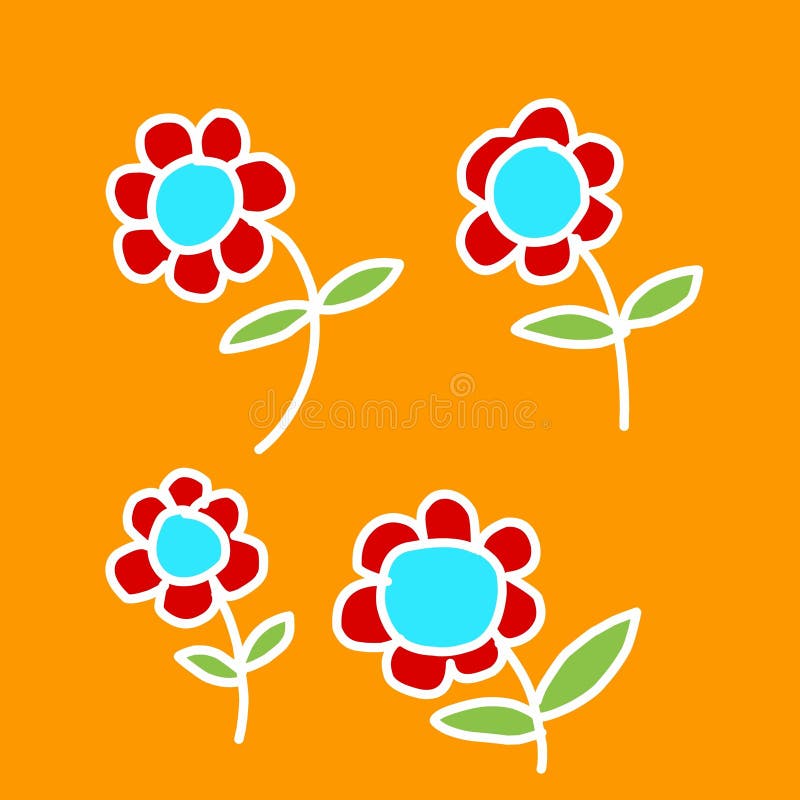 Flower Drawing in Full Color Scribble Style Stock Illustration ...