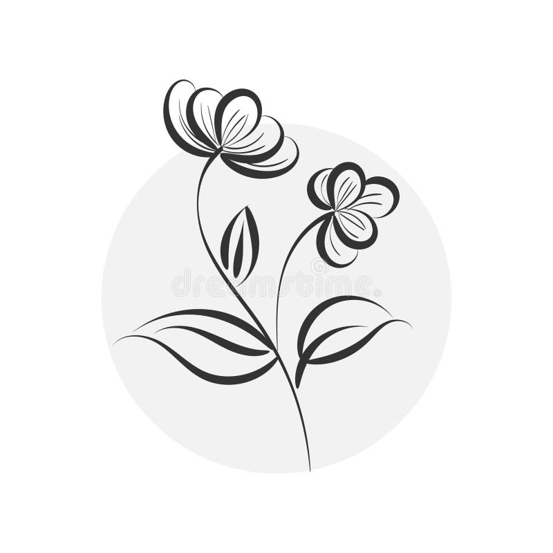 Flower Drawing with Line-art for Print Stock Illustration ...