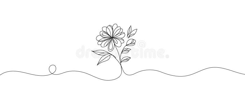 The Flower is Drawn As a Continuous Line. Vector Illustration. Stock ...