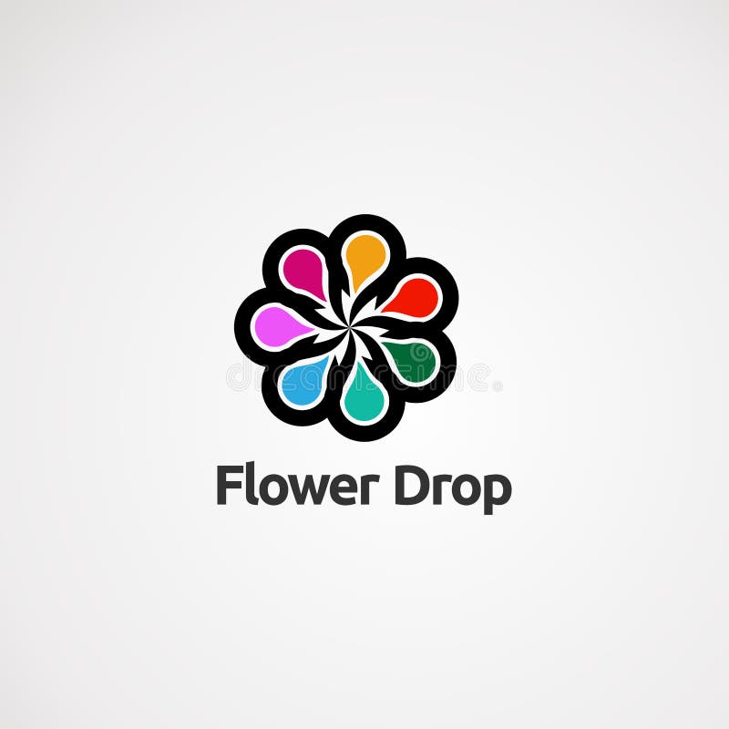 Flower Drop with Colorful Concept, Icon, Element, and Template for ...