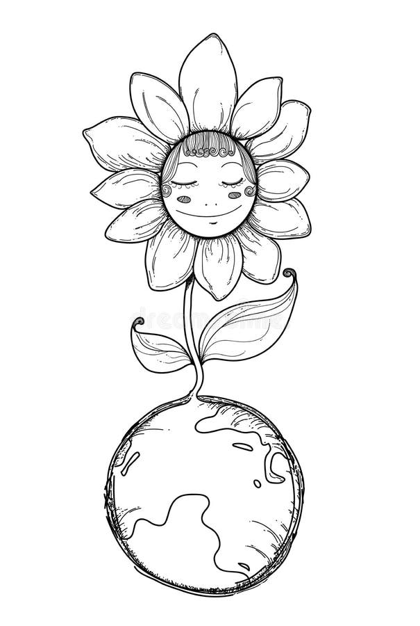 Flower on earth, stock vector. Illustration of geology - 26440541