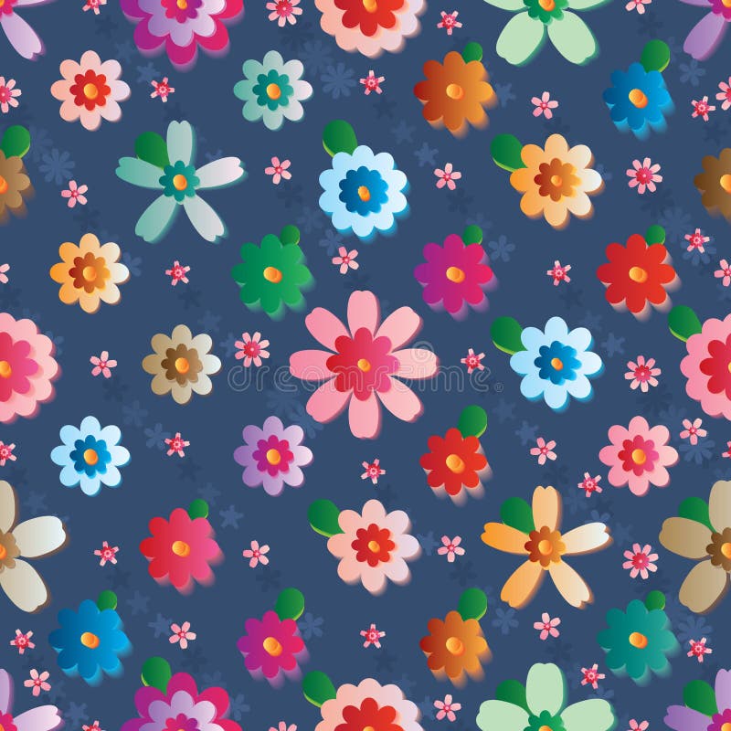 Flower Effect Symmetry Seamless Pattern Stock Vector - Illustration of ...