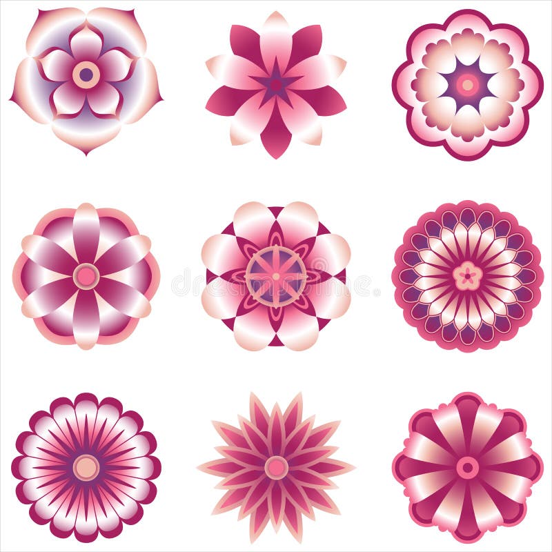 Flower Element Set stock vector. Illustration of symmetrical - 51614924