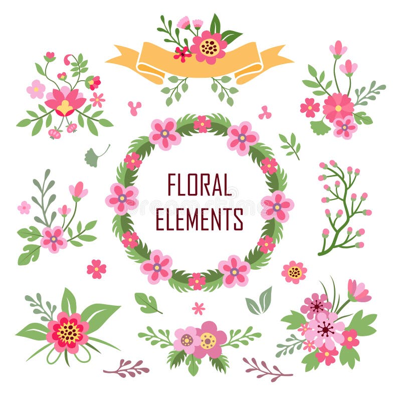 Flower elements. stock vector. Illustration of vector - 97208119