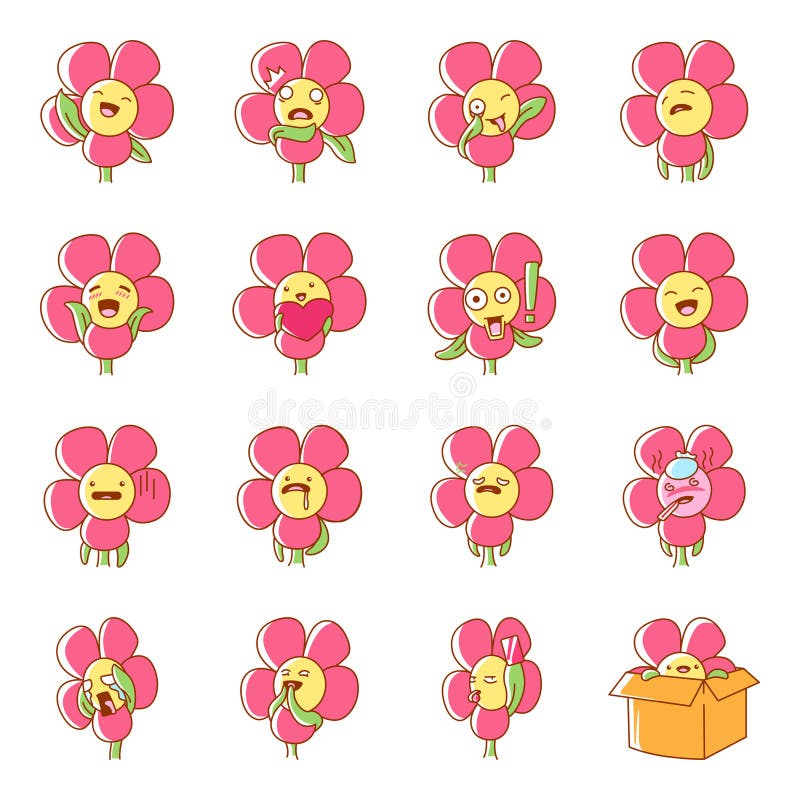 Flower emoticon set stock vector. Illustration of logo - 270024667