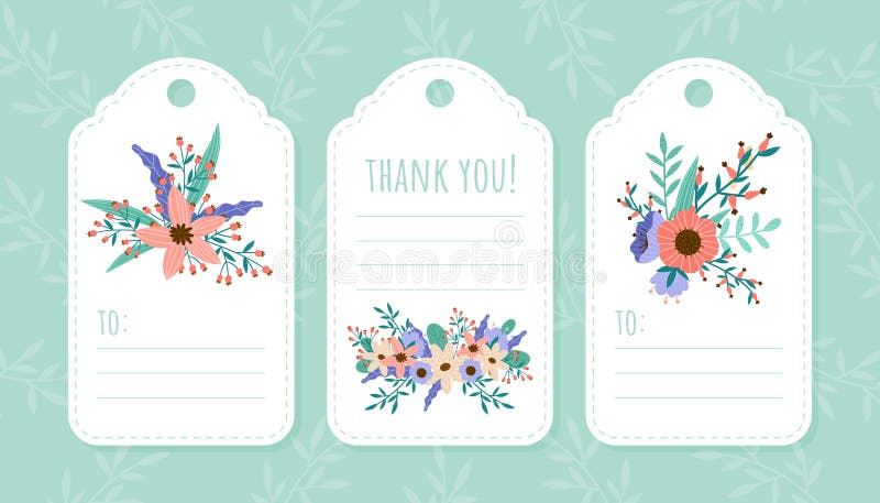 Flower Empty Note Card Design with Blooming Flora Vector Template Stock ...