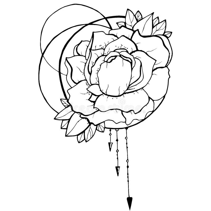 Flower etching style stock vector. Illustration of engraving - 122689978