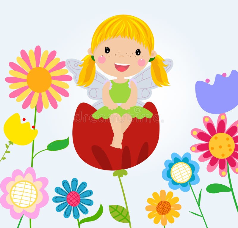 Flower fairy stock vector. Illustration of magical, color - 63857253