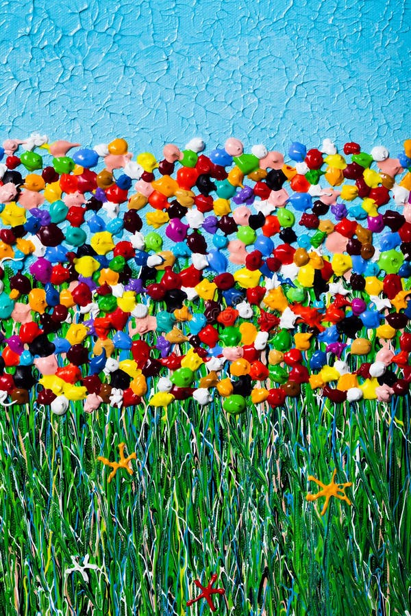 Flower Field Acrylic Art Texture Stock Image - Image of card, objects ...