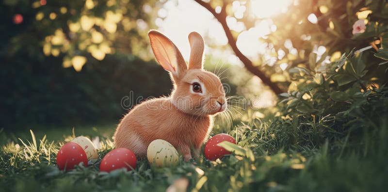 A Flower-filled Garden at Sunrise is the Setting for the Easter Bunny ...