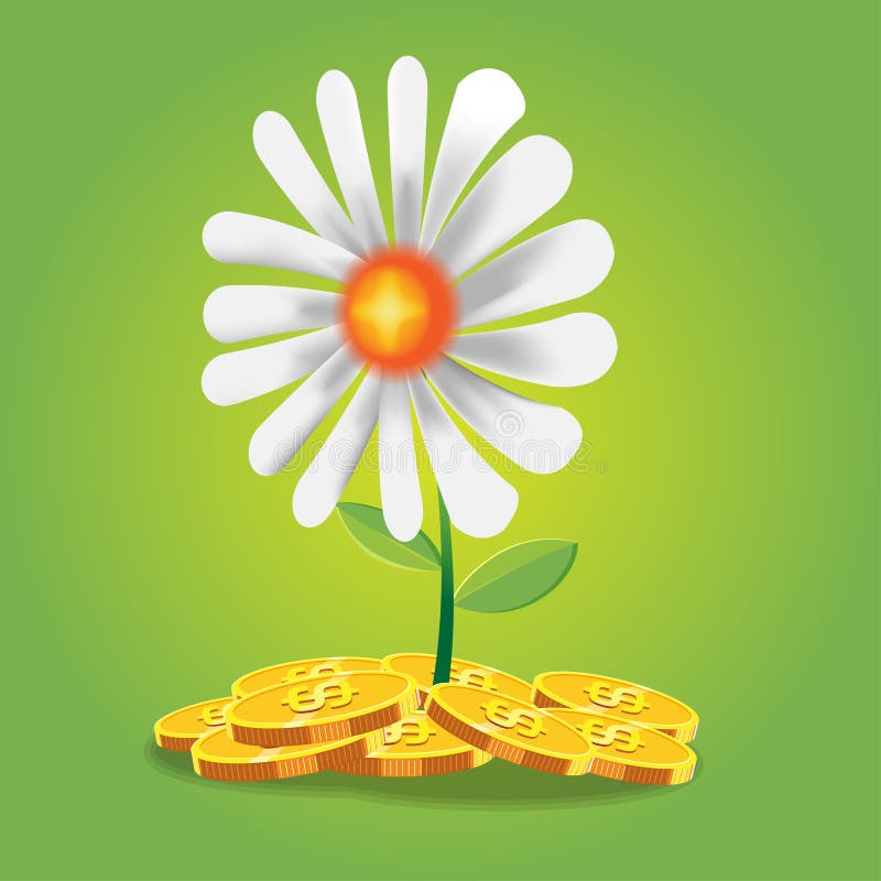 Flower Finance Coin Cartoon Vector Stock Vector - Illustration of ...