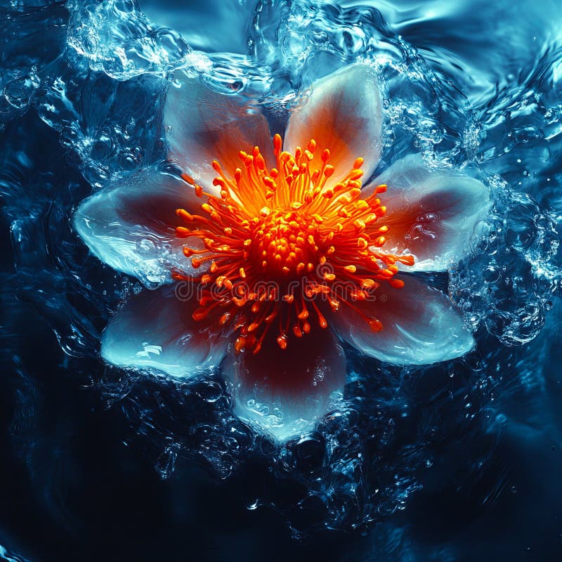 Orange Flower Floating Liquid Bubbles Stock Photos - Free & Royalty ...