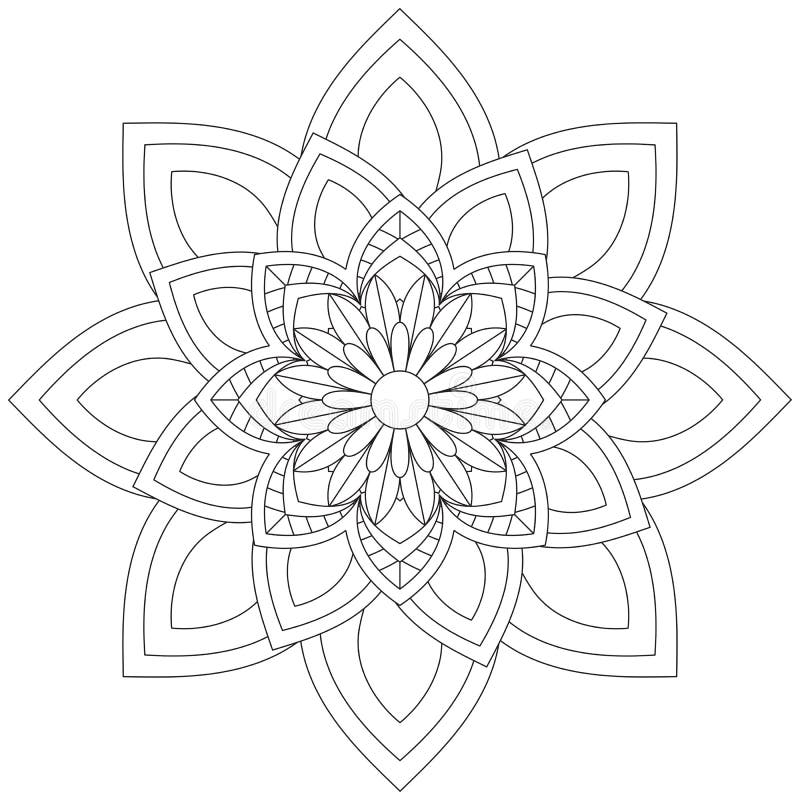 Flower Floral Mandala Design for Coloring Stock Illustration ...
