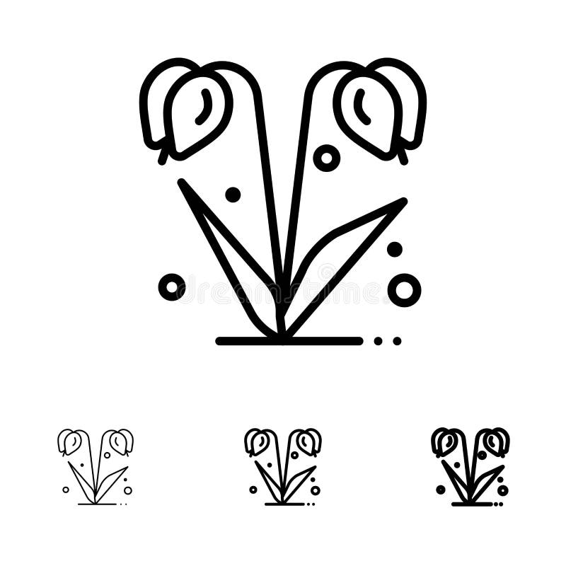 Flower, Floral, Nature, Spring Bold and Thin Black Line Icon Set Stock ...