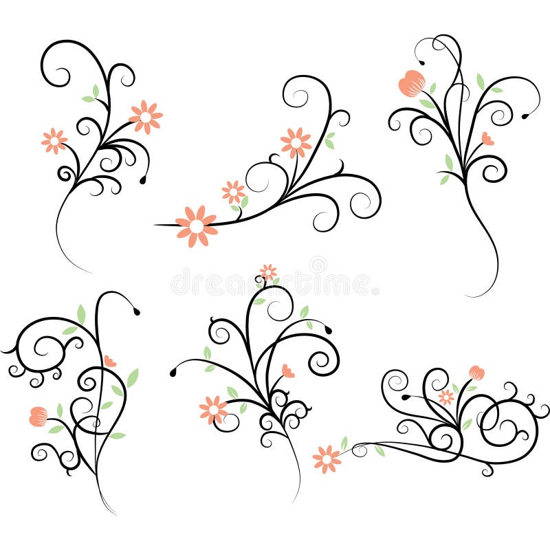 Flower Flourish Swirl Elements Stock Vector - Illustration of design ... Flower Flourish Swirl Elements Stock Vector - Illustration of design ...