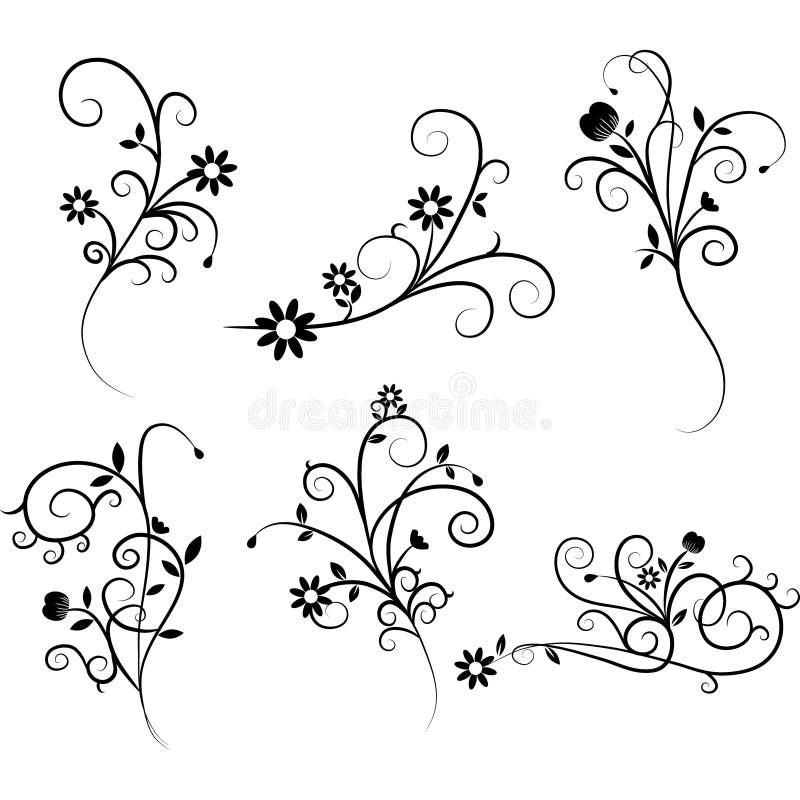 Flower Flourish Swirl set stock vector. Illustration of collection ...