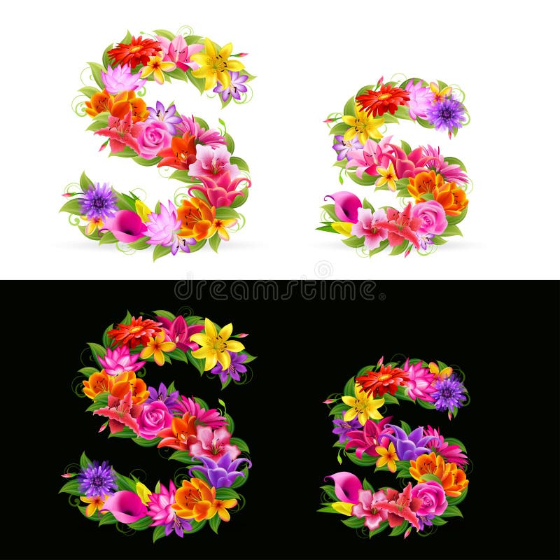Flower Letter's Stock Illustrations – 6,919 Flower Letter's Stock ...
