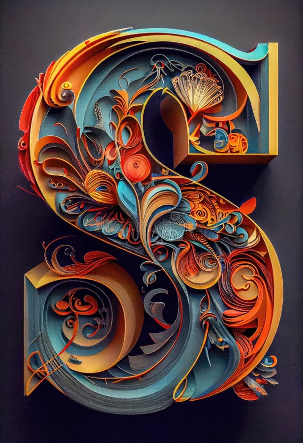 Flower Font Alphabet Letter S. Ia Generative. Stock Illustration ...