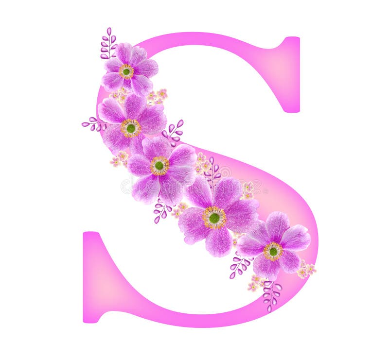 Flower Fonts S stock illustration. Illustration of similaisolated ...