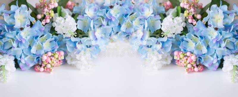 Flower Frame, Banner. Postcard with Blue Hydrangea Flowers on a White ...