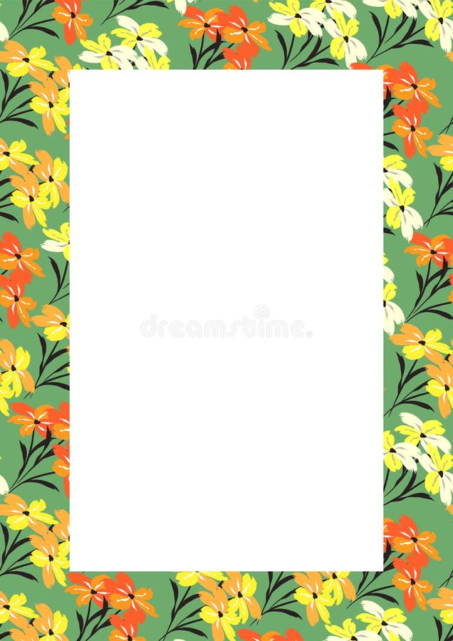 Flower Frame Border Size A4, Format A4. Floral Pattern. Cute Floral ...