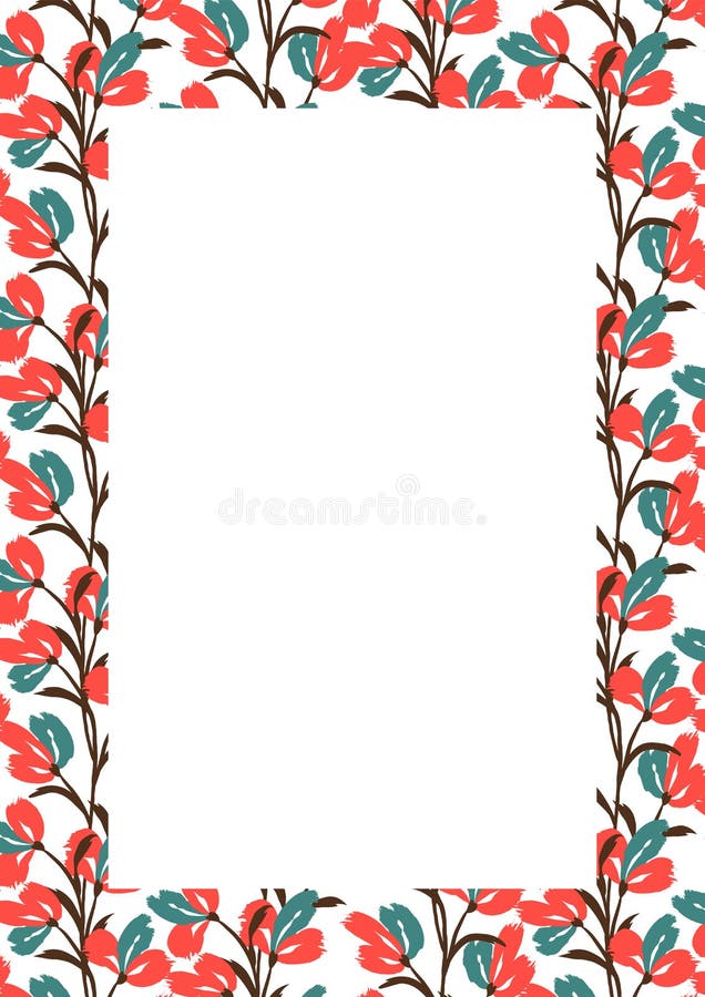 Flower Frame Border Size A4, Format A4. Floral Pattern. Cute Floral ...