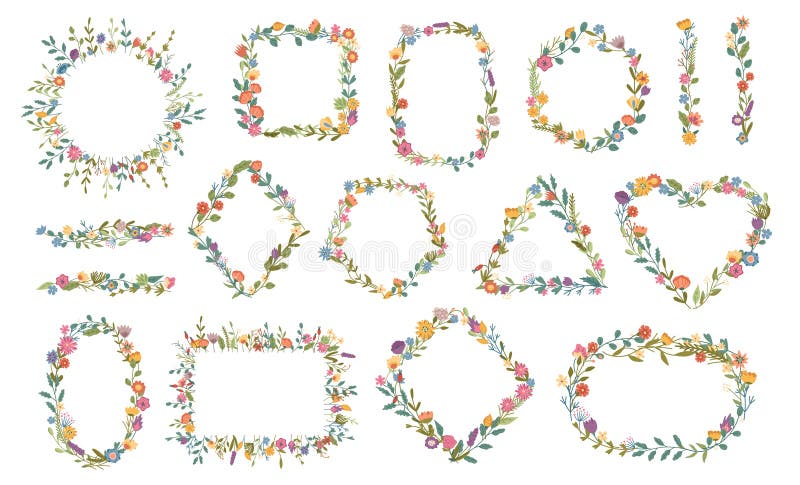 Flower Frame Composition and Geometry Borders Stock Vector ...