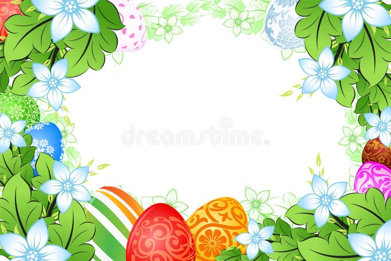 Flower Frame with Easter Eggs Stock Illustration - Illustration of ...